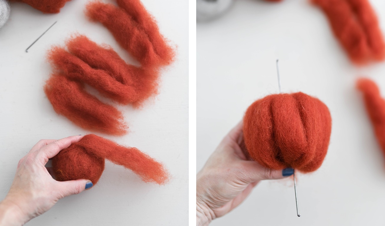 Herbstliche DIY-Deko: Mini-Kürbisse mit der Nadel filzen