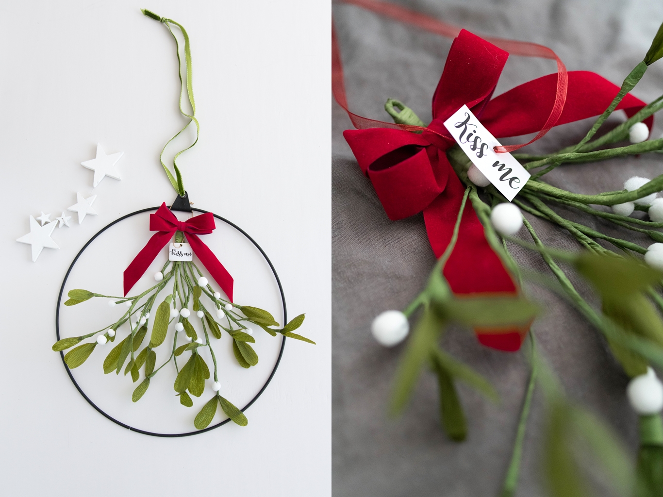 Kreativ-Adventskalender #15: DIY Mistelzweig aus Krepp-Papier basteln